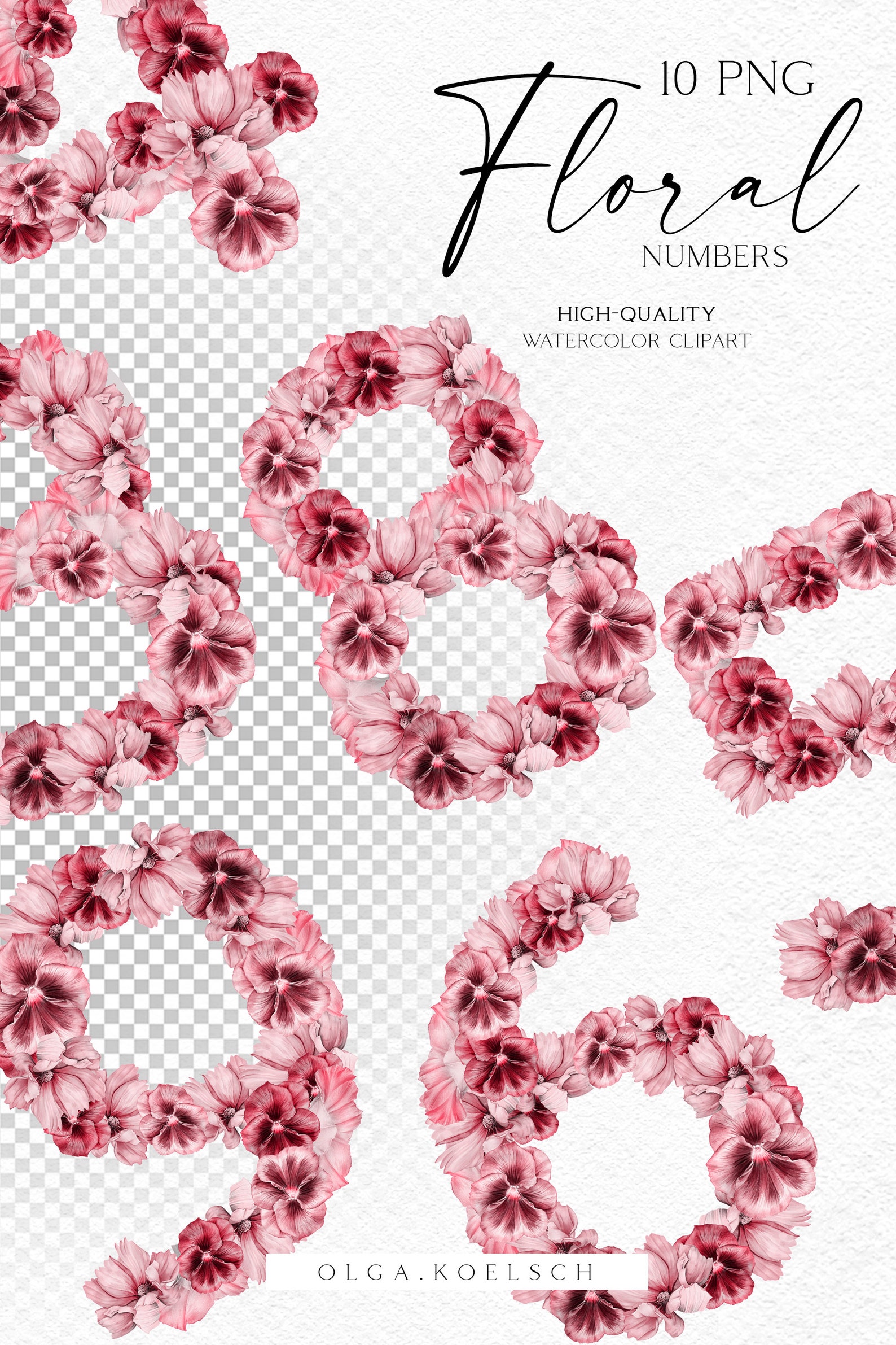 FREEBIE Clipart Watercolor floral numbers clipart Birthday | Etsy