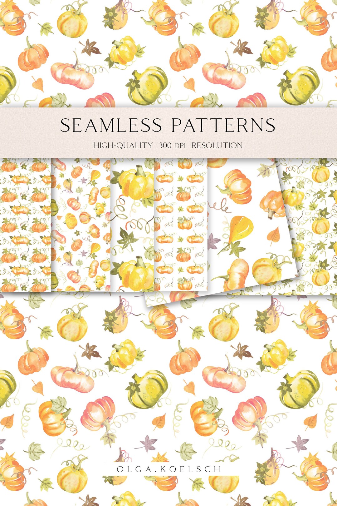 Fall Seamless Pattern for Fabric, Pumpkin Seamless Paper for Back to ...