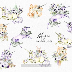 Watercolor Unicorn Clipart, Girl Birthday Unicorn Decoration ...