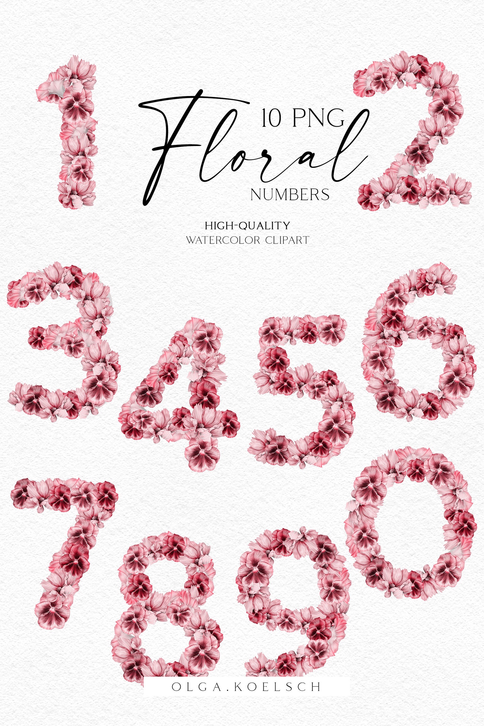FREEBIE Clipart Watercolor Floral Numbers Clipart Birthday - Etsy UK