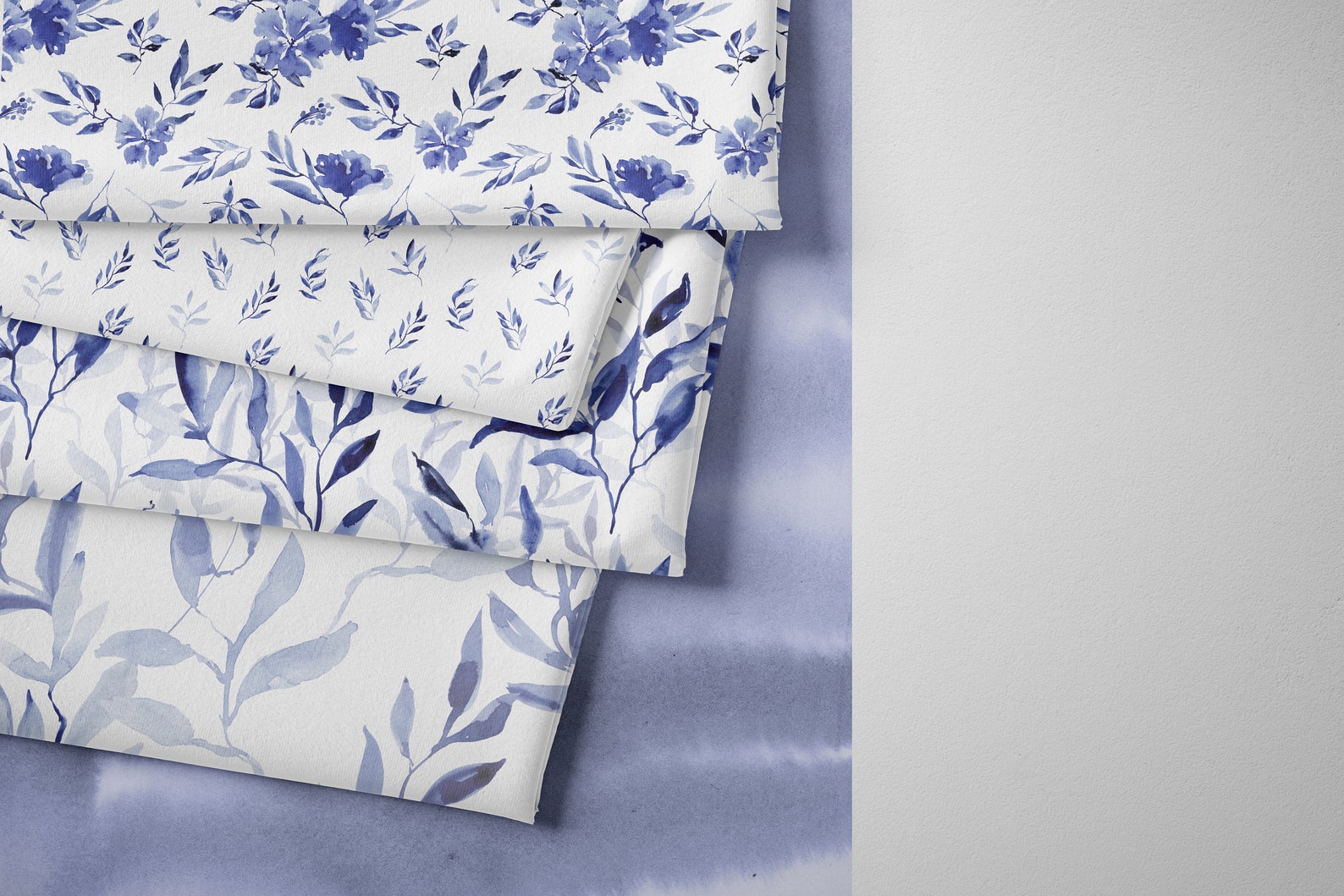 Blue Floral Seamless Pattern Fabric Watercolor Navy Blue - Etsy