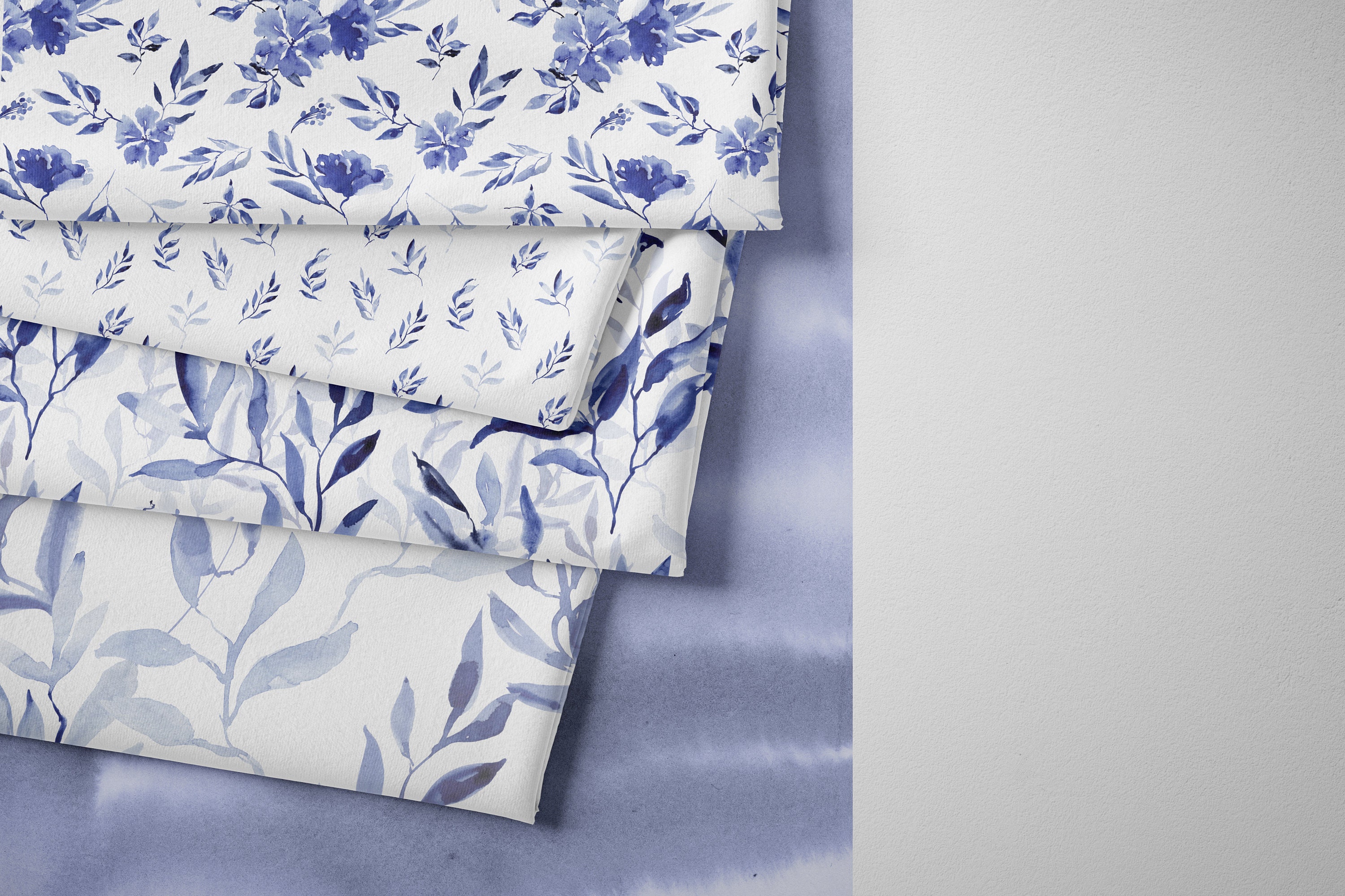 Blue Floral Seamless Pattern Fabric Watercolor Navy Blue - Etsy