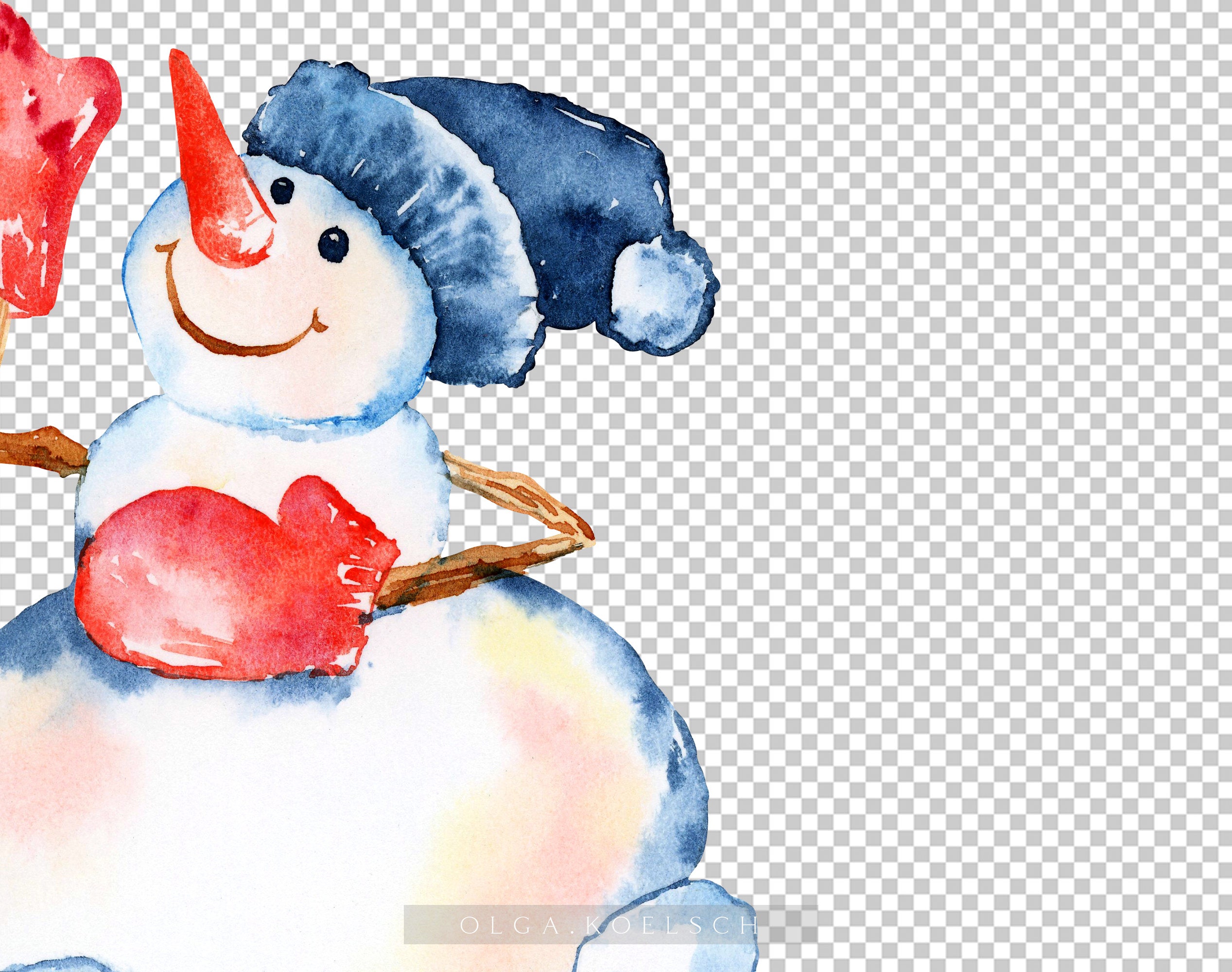 Watercolor Snowman Clipart Cute Christmas Diy Winter Clipart - Etsy