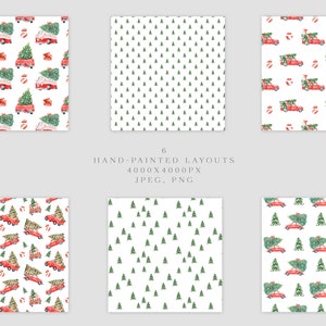 Red Christmas Truck Seamless Pattern for Fabric, Seamless Christmas ...