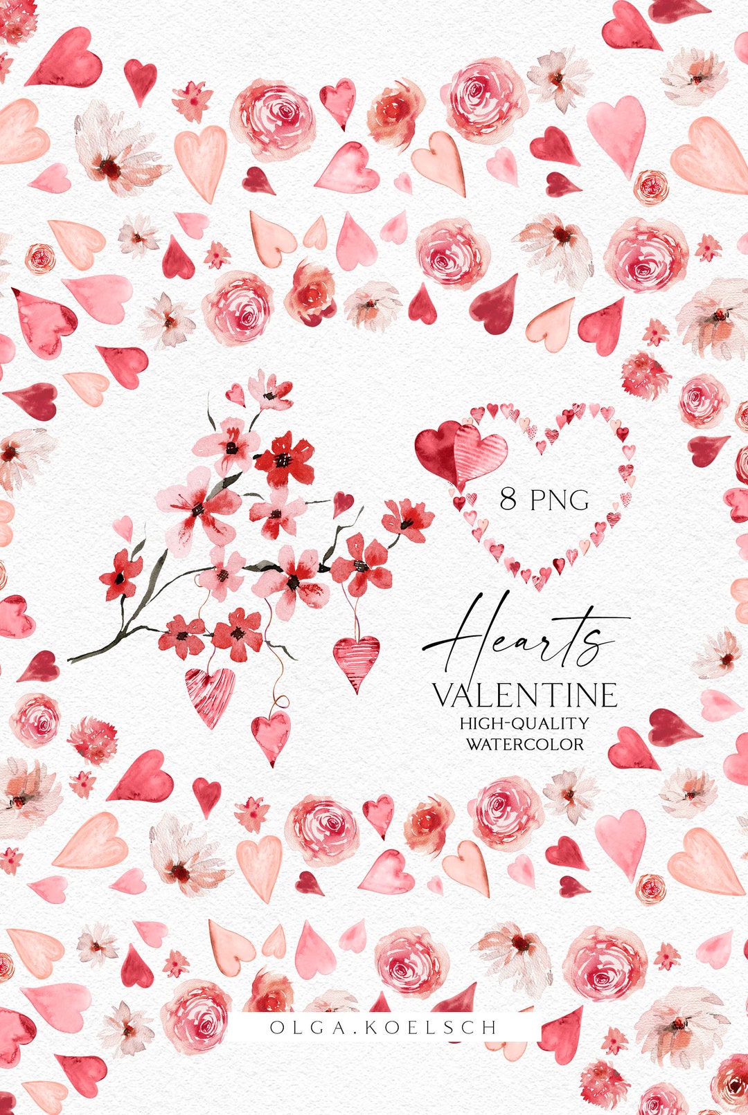 Pink Heart Clipart, Watercolor Valentine Png, Watercolor Heart Png ...
