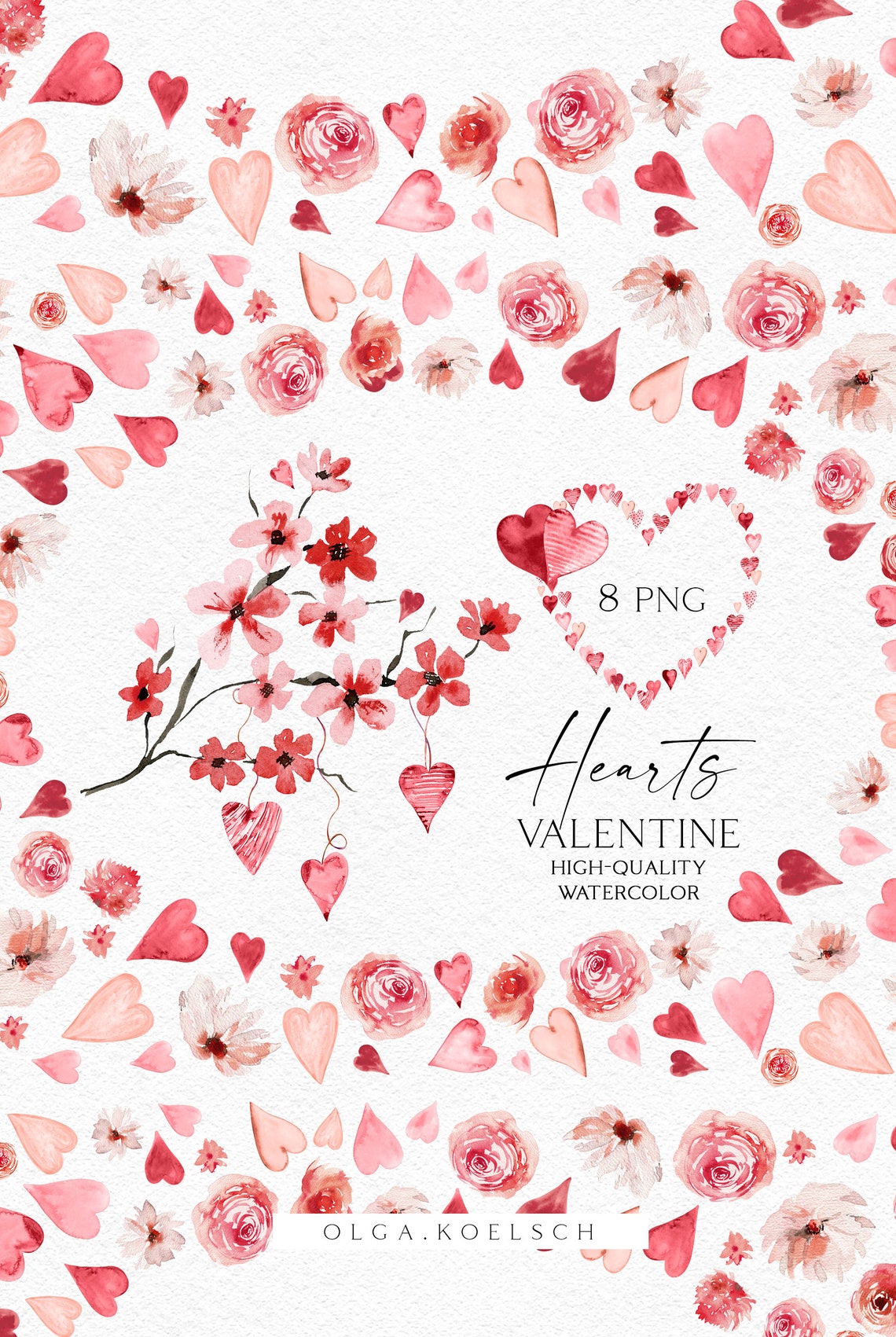 Pink Heart Clipart, Watercolor Valentine Png, Watercolor Heart Png ...