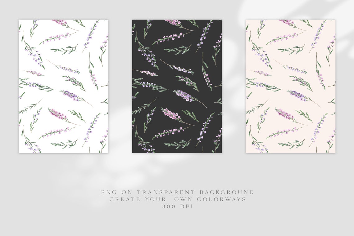 Watercolor Heather Pattern Lavender Watercolor Digital Paper | Etsy