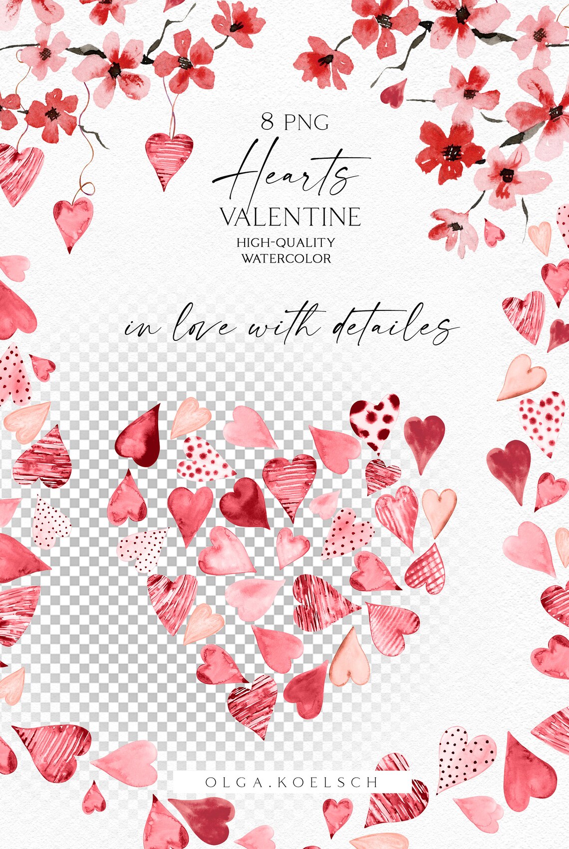 Pink Heart Clipart Watercolor Valentine Png Watercolor Heart | Etsy