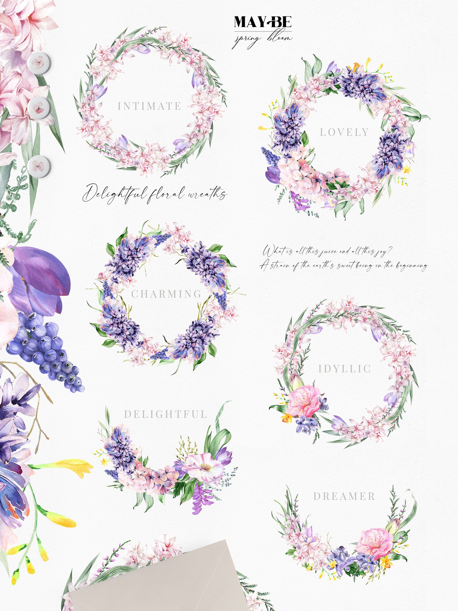 Watercolor Boho Flower Clipart Spring Floral Clip Art Hand - Etsy