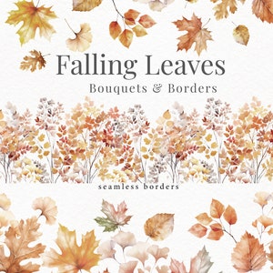 Watercolor Fall Leaves Clipart, Autumn Borders Png for Thanksgiving ...