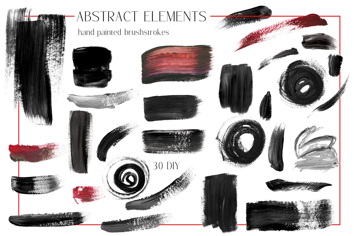 Black Brush Strokes Clipart Black Friday Templates Black | Etsy