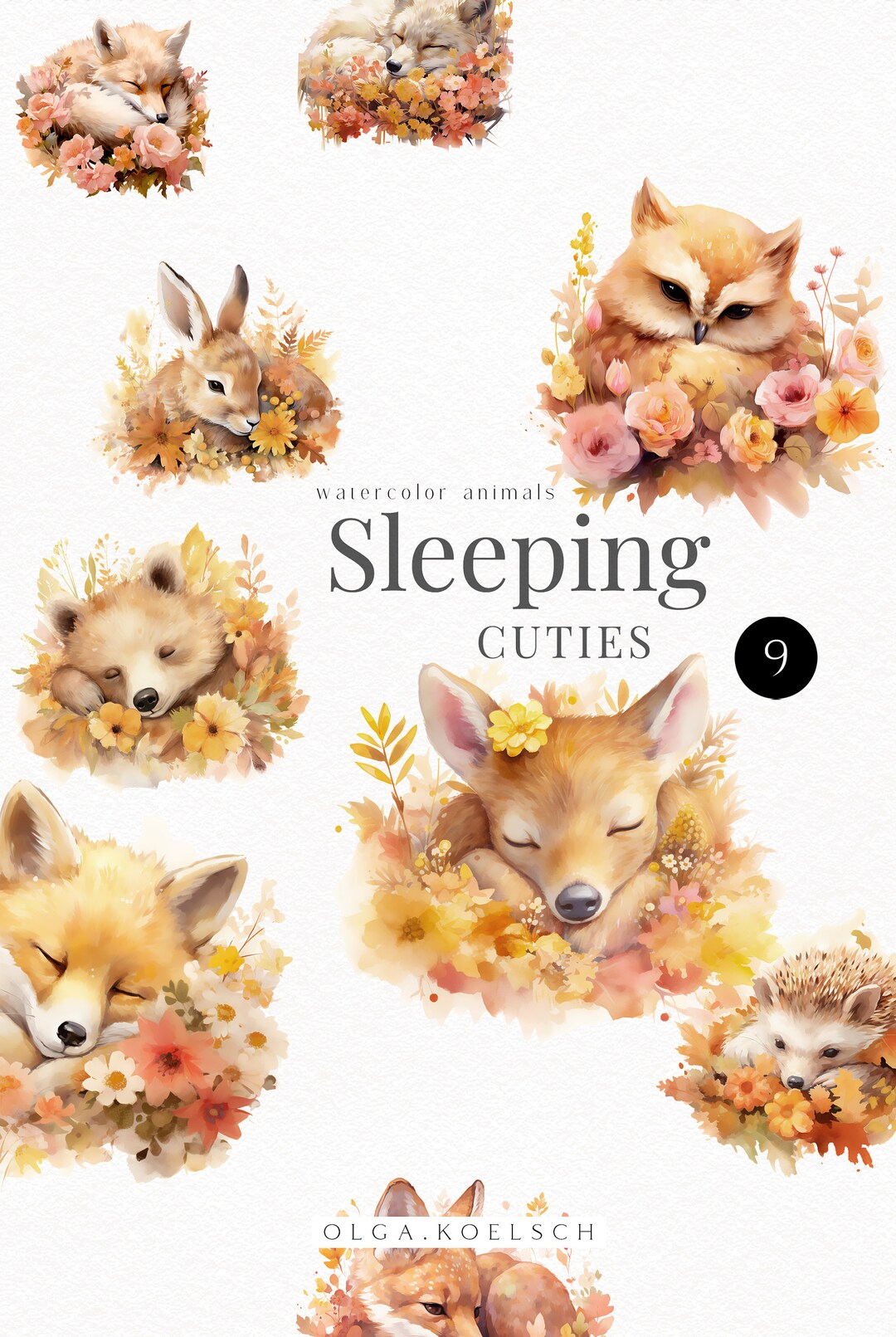 Woodland Baby Animals Clipart, Watercolor Fall Forest Png, Cute ...