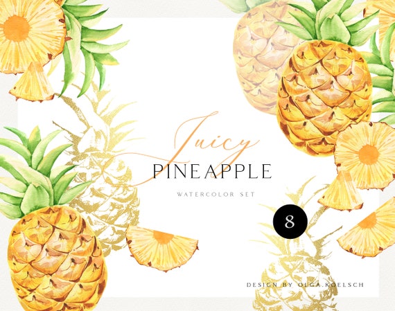 Watercolor Pineapple Clipart. Cute Pineapple Png. Tropical - Etsy Australia