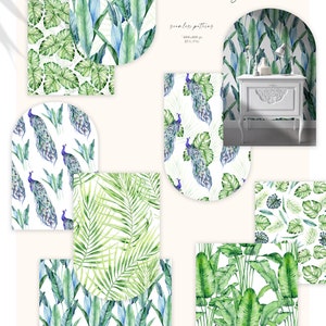 Watercolor Bright Tropical Digital Paper Pack. Tropic Seamless Pattern ...