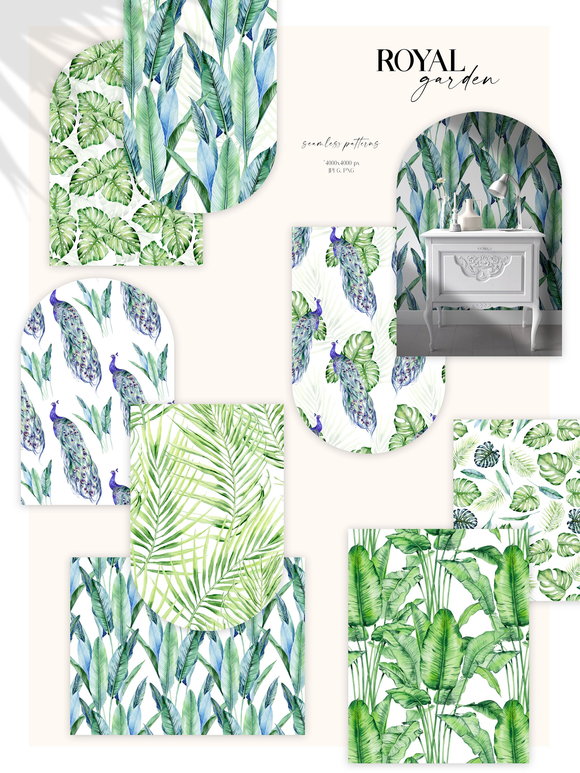 Watercolor Bright Tropical Digital Paper Pack. Tropic Seamless - Etsy