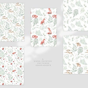 Woodland Seamless Pattern for Fabric, Watercolor Forest Animals ...