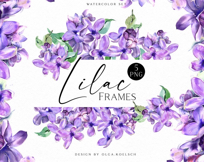 Lilac Clipart Watercolor Floral Clip Art Purple Violet Blue Pink ...