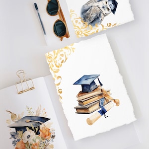 Graduation Clipart, Watercolor Graduation Clip Art. Grad Cap, Diploma ...