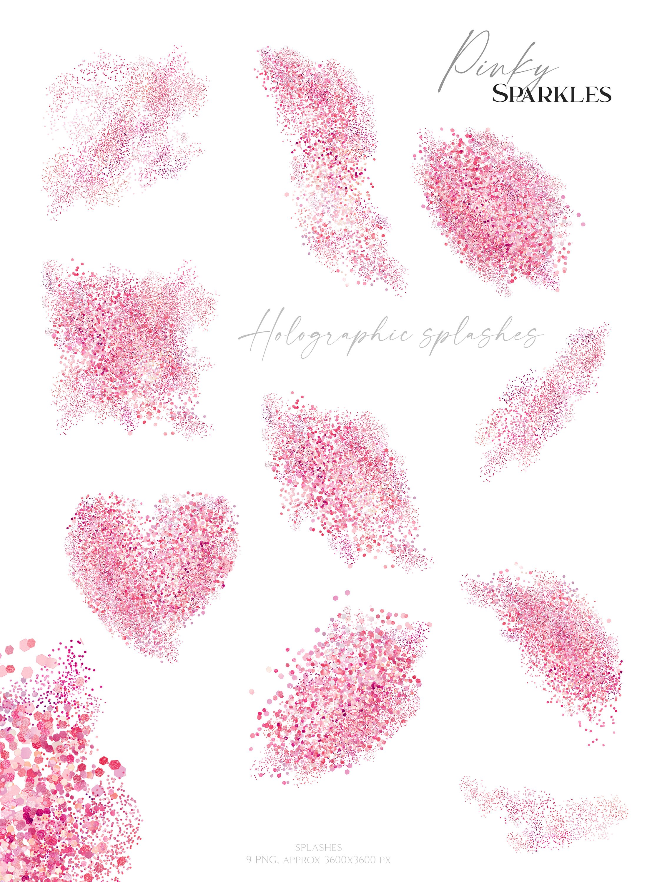 Pink Glitter Holographic Overlays Iridescent Brush Stroke - Etsy