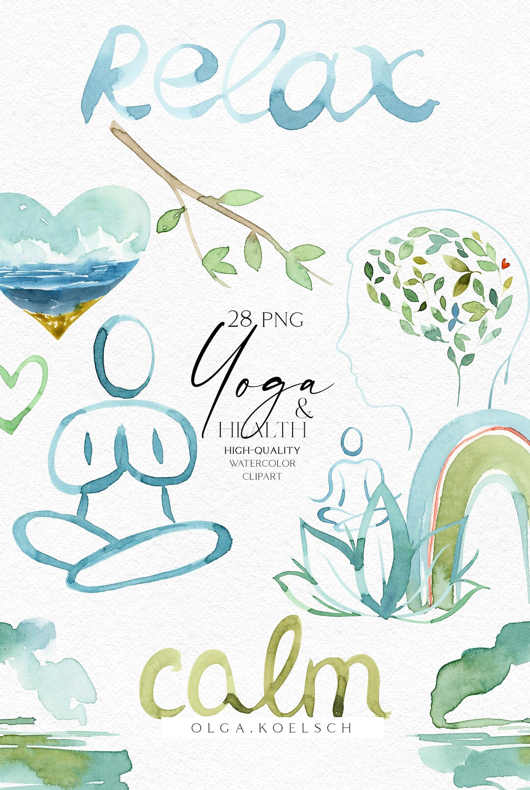 Mental Health Clipart, Yoga Clipart, Self Care Medical Clipart, Brain ...