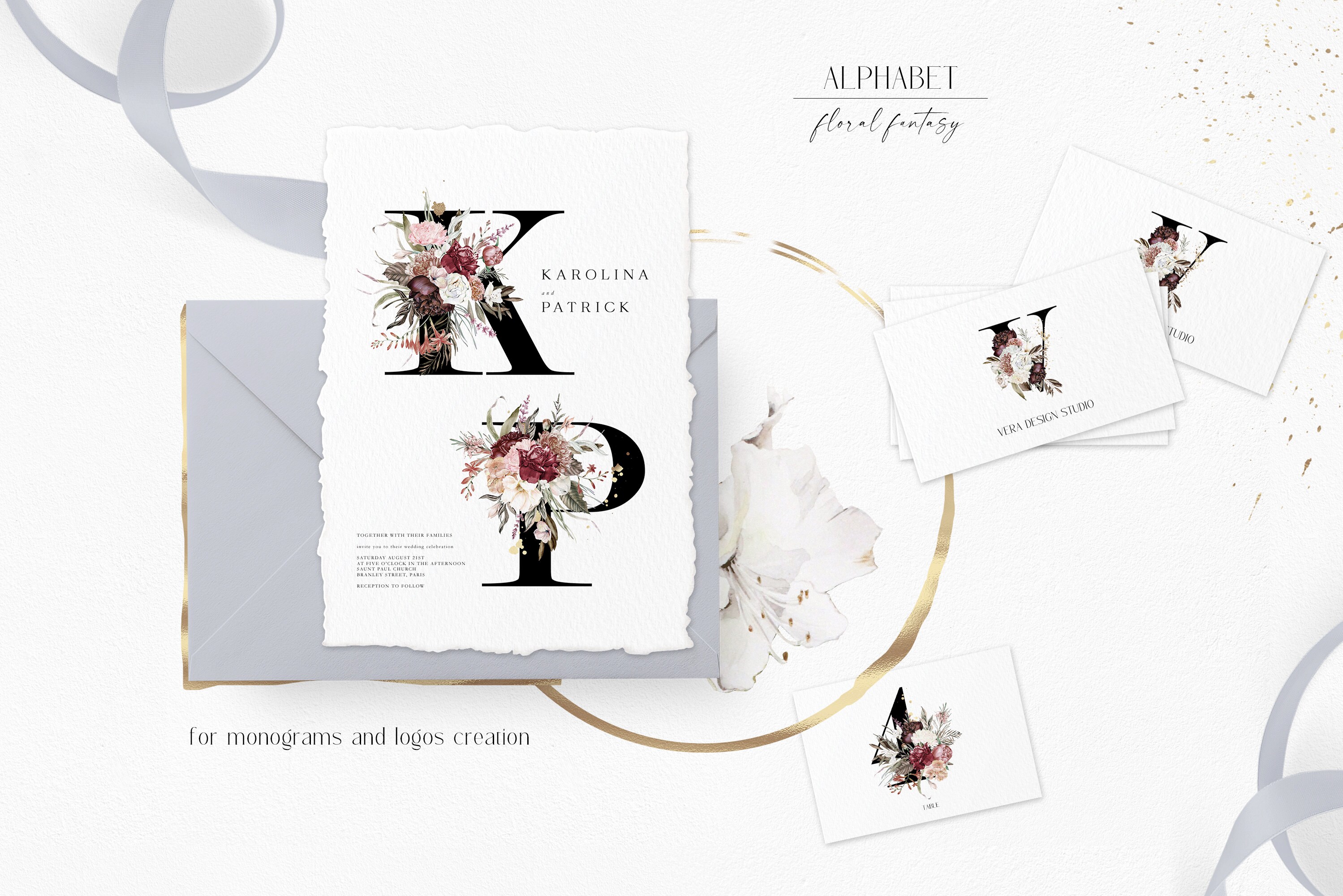 Boho Burgundy Wedding Alphabet Clipart Watercolor Blush and - Etsy