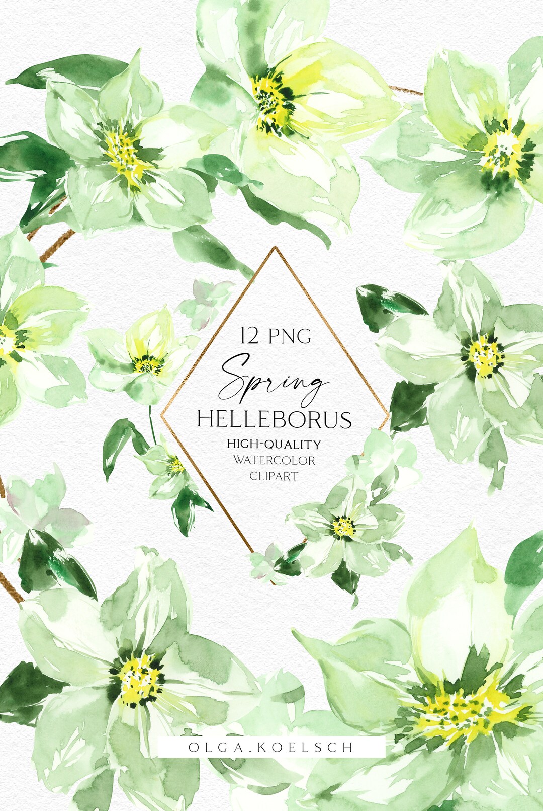 White Boho Bouquets Clipart, Watercolor Floral Borders Png, Wedding ...