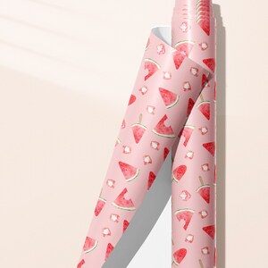 Watermelon Seamless Pattern Fabric, Pink Watercolor Summer Seamless ...