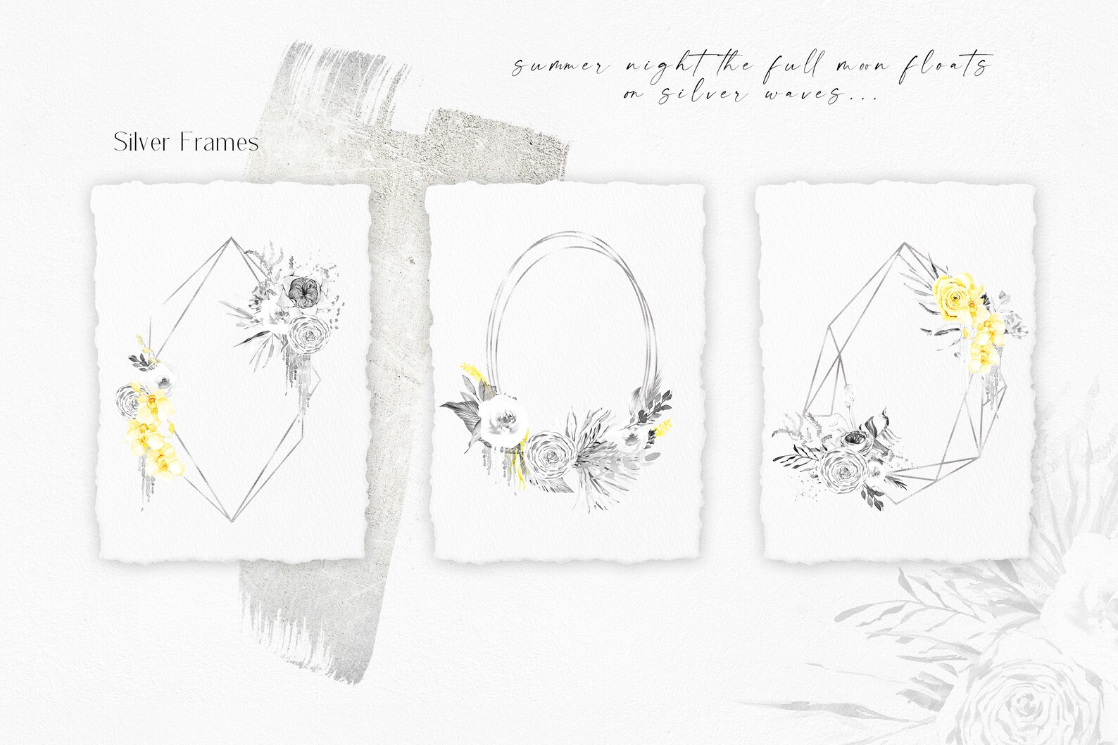 Boho Tropical Watercolor Floral Clipart, Black and White Flowers ...