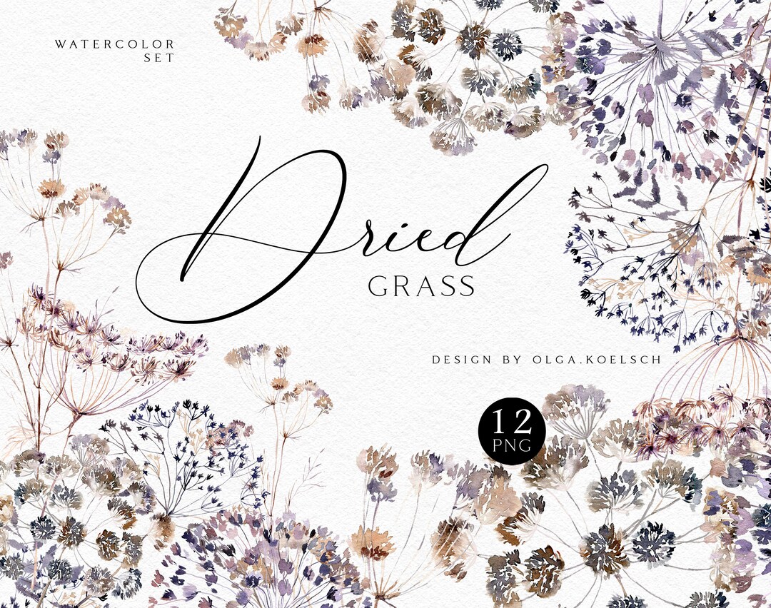 Watercolor Boho Clipart, Dried Flowers Clipart, Boho Floral Wreath Png ...