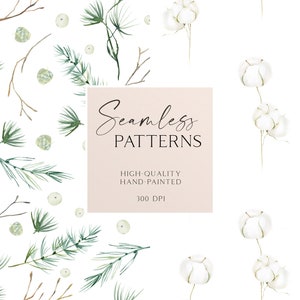 Watercolor Cotton Seamless Pattern Fabric, Cotton Floral Digital Paper ...
