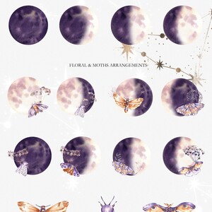 Watercolor Boho Floral Clipart, Zodiac Png, Constellation Clipart ...