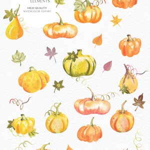 Watercolor Fall Clipart, Cute Pumpkin Clipart, Autumn Clip Art for Back ...