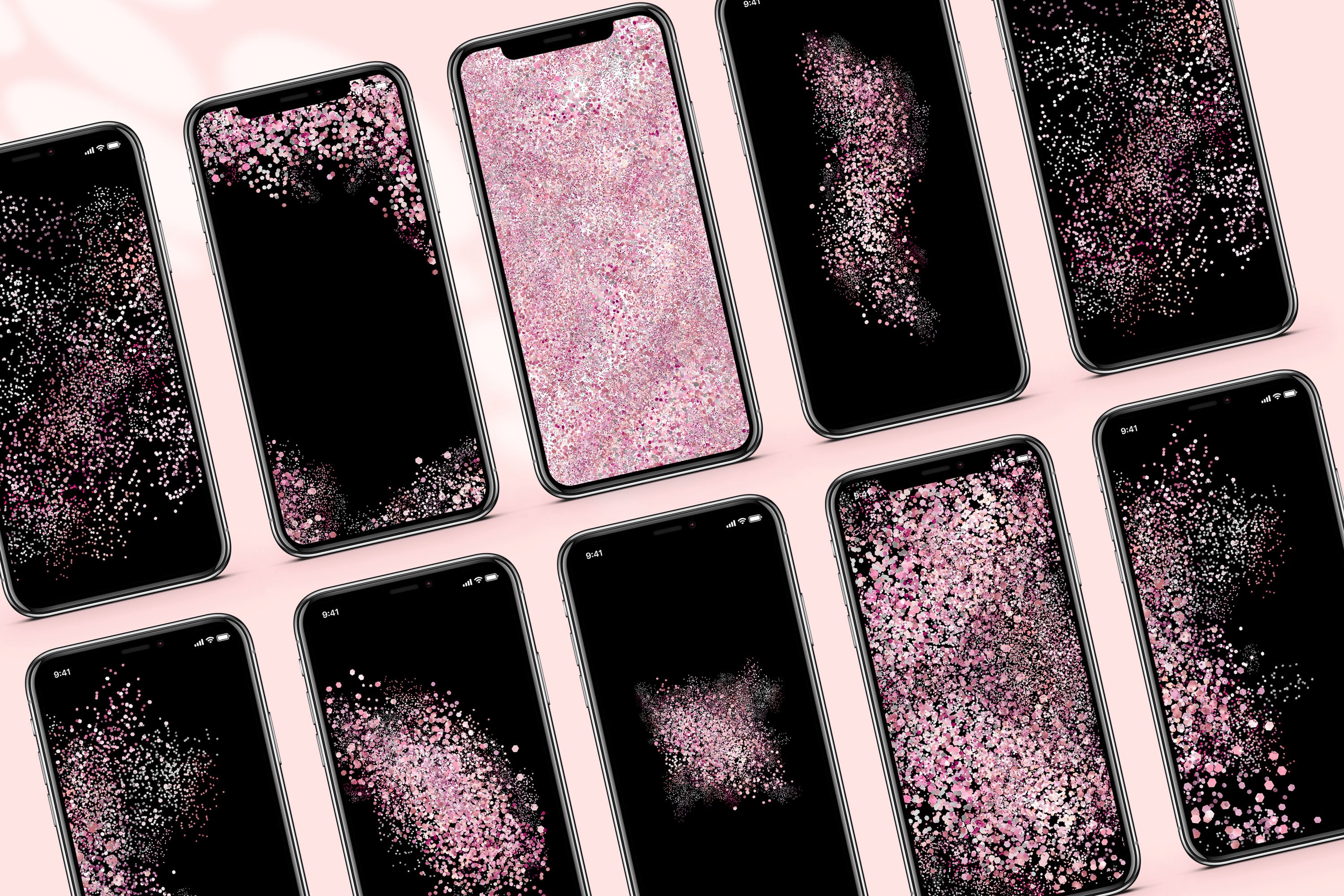 Pink Glitter Holographic Overlays, Iridescent Brush Stroke Glitter ...