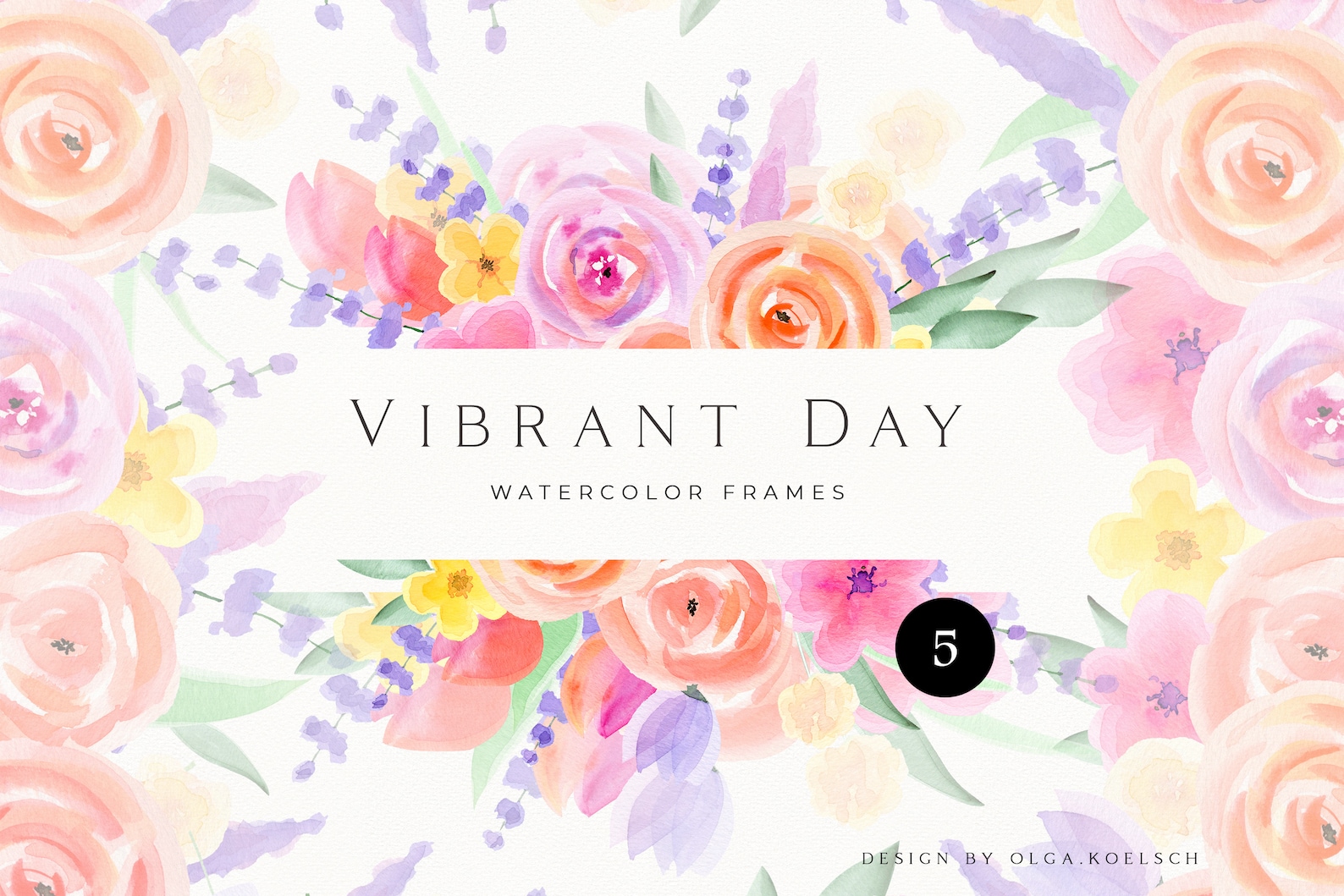 Watercolor Floral Frames Clipart Cute Watercolor Flowers for - Etsy