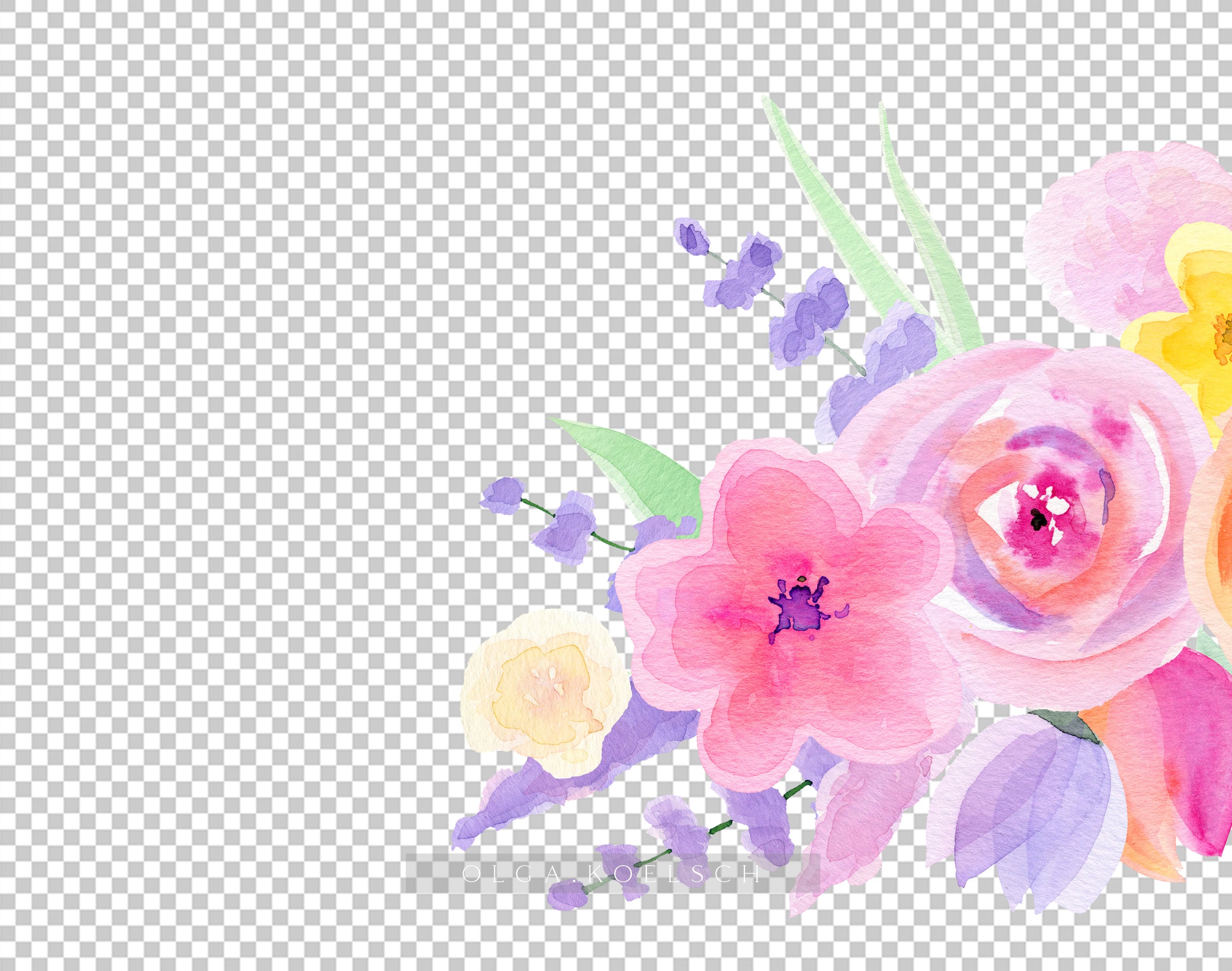 Watercolor Floral Frames Clipart Cute Watercolor Flowers for - Etsy