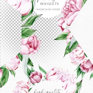 Watercolor Pink Peonies Clipart, Watercolor Boho Floral Frames Png ...