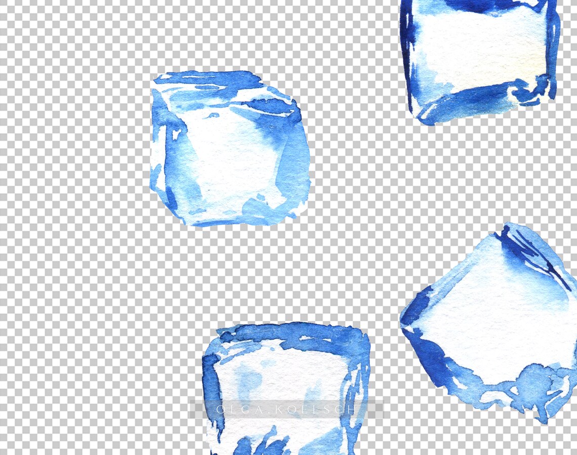 Watercolor Ice Cubes Clipart: Frozen Winter Design (PNG) - Etsy