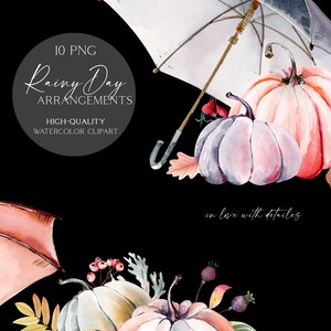 Watercolor Fall Umbrella Clipart, Pumpkin Farmhouse Garden Clip Art ...