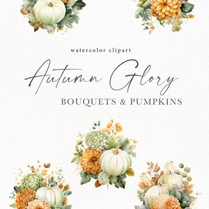 Watercolor Pumpkin Clipart, Floral Pumpkins Png With Autumn Flowers ...
