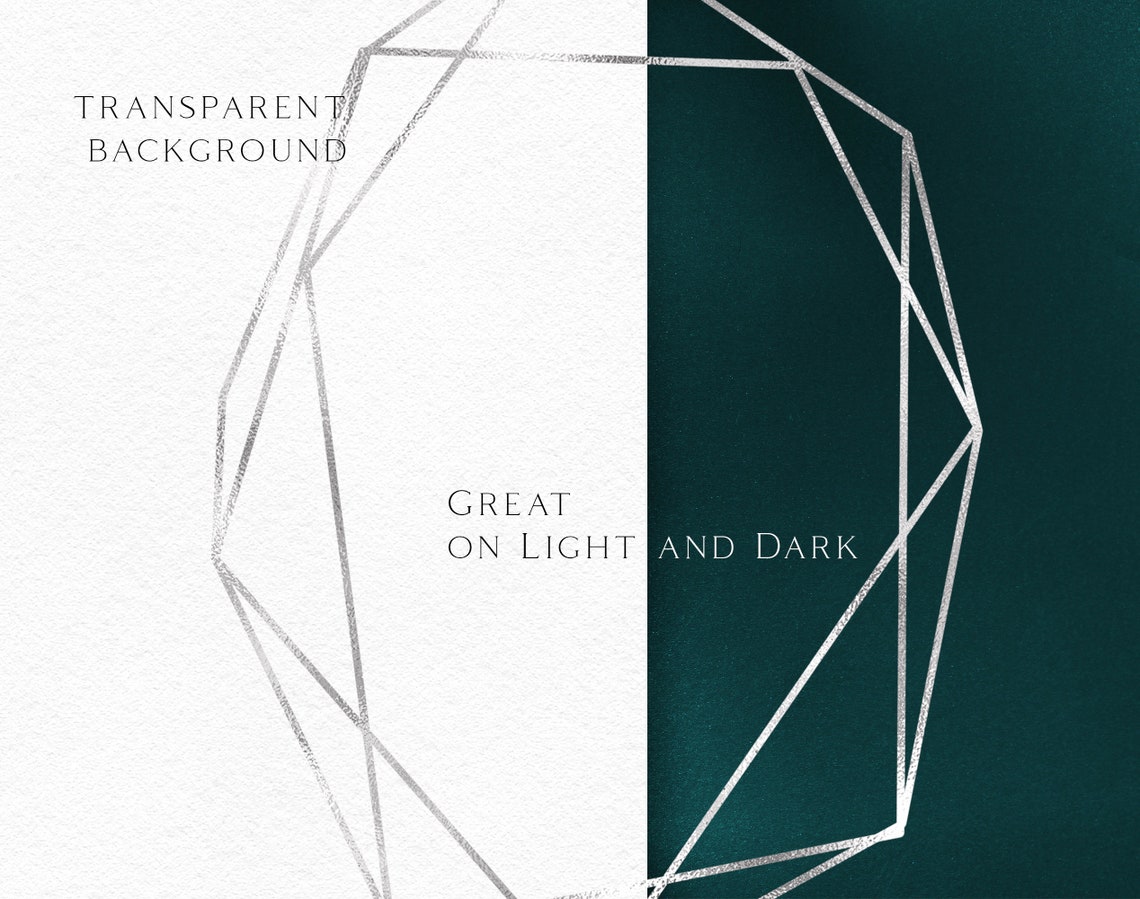 Silver Geometric Frames Png. Silver Polygonal Glitter Frame - Etsy