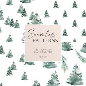 Winter Landscape Seamless Pattern for Fabric, Watercolor Forest ...