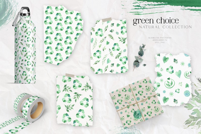 Watercolor Ecology Clipart Greenery Clipart for Eco Shop | Etsy