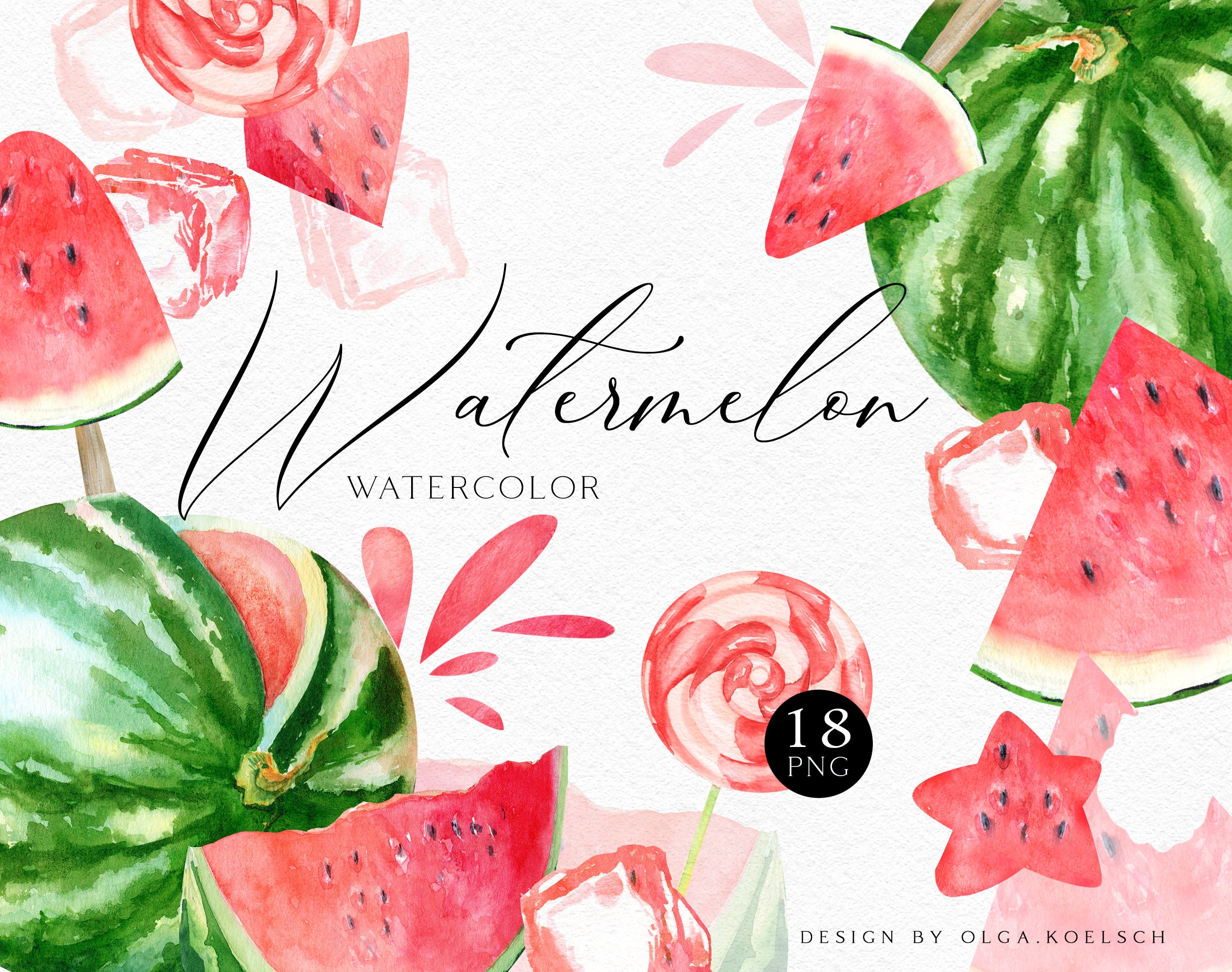 Watercolor Watermelon Clipart. Watermelon Png Tropical Fruit - Etsy