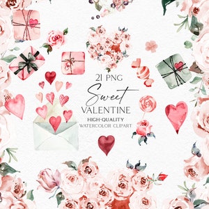 Pink Heart Png, Watercolor Valentine Clipart, Pink Floral Heart Clipart ...