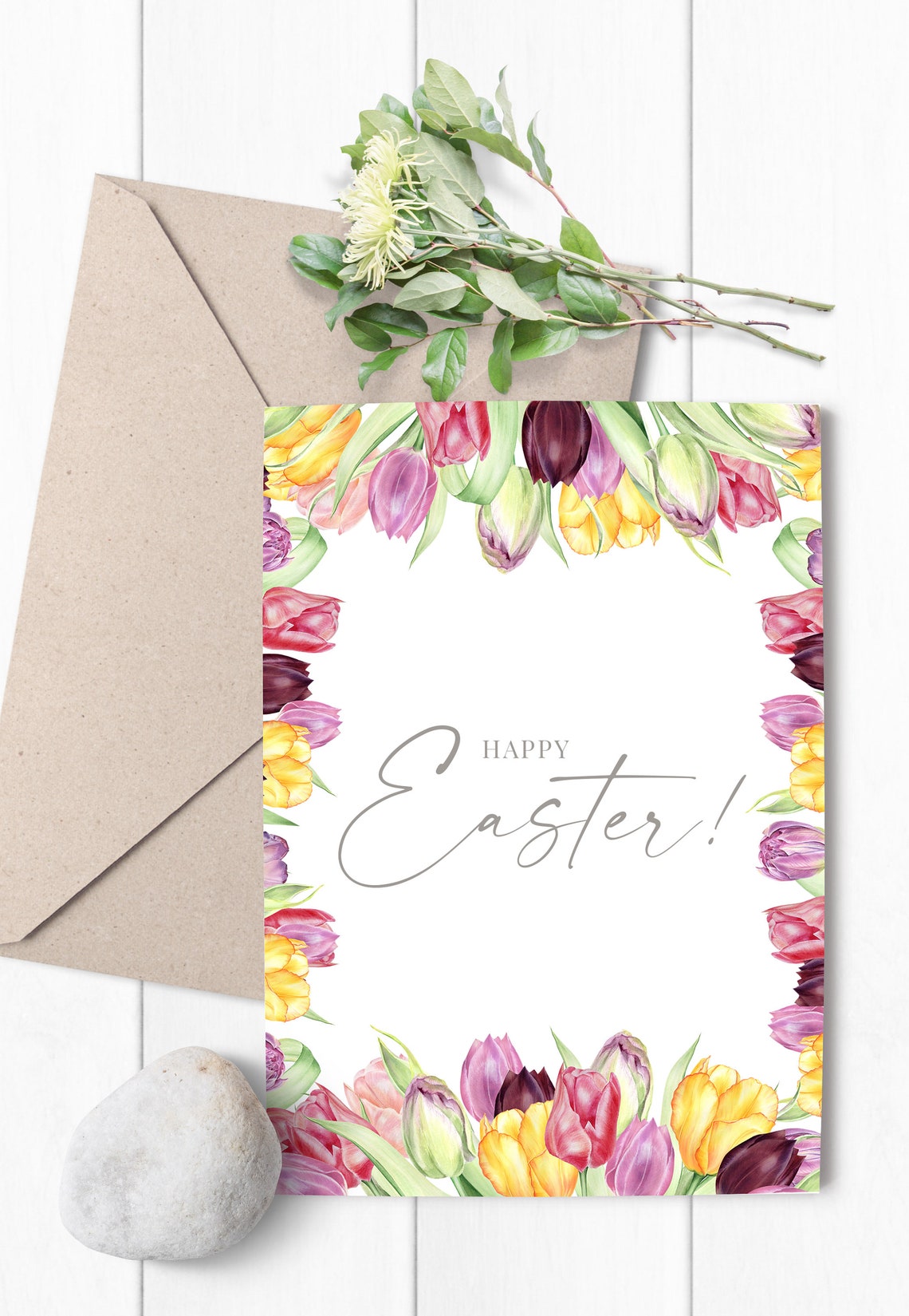 Watercolor Tulips Clipart, Easter Frames Clipart, Watercolor Spring ...