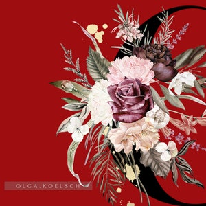 Boho Burgundy Wedding Alphabet Clipart, Watercolor Blush and Burgundy ...