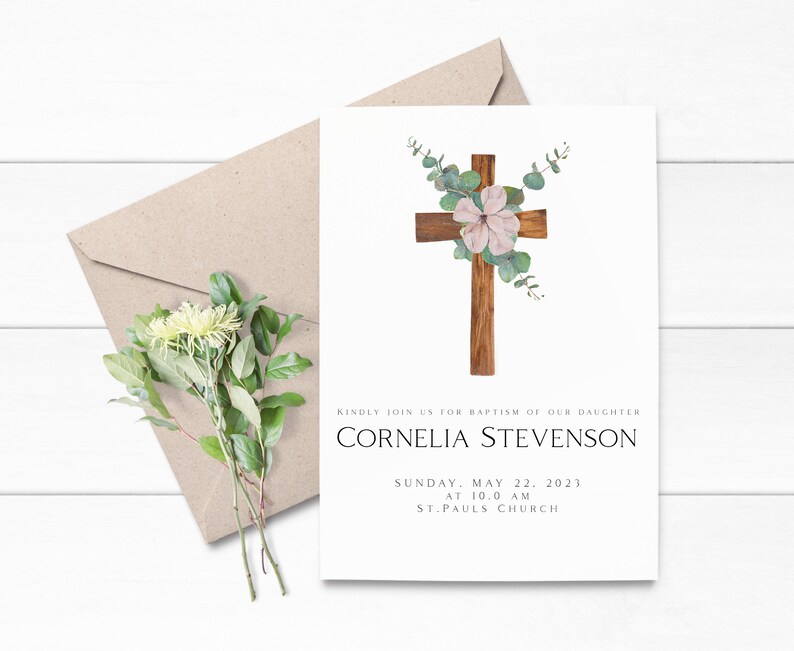 Watercolor Eucalyptus Wooden Cross Clipart, Baptism Cross, Religious ...
