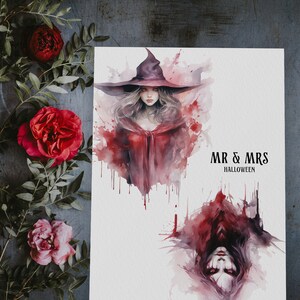 Watercolor Witchy Clipart, Gothic Halloween Digital, Witchcraft ...