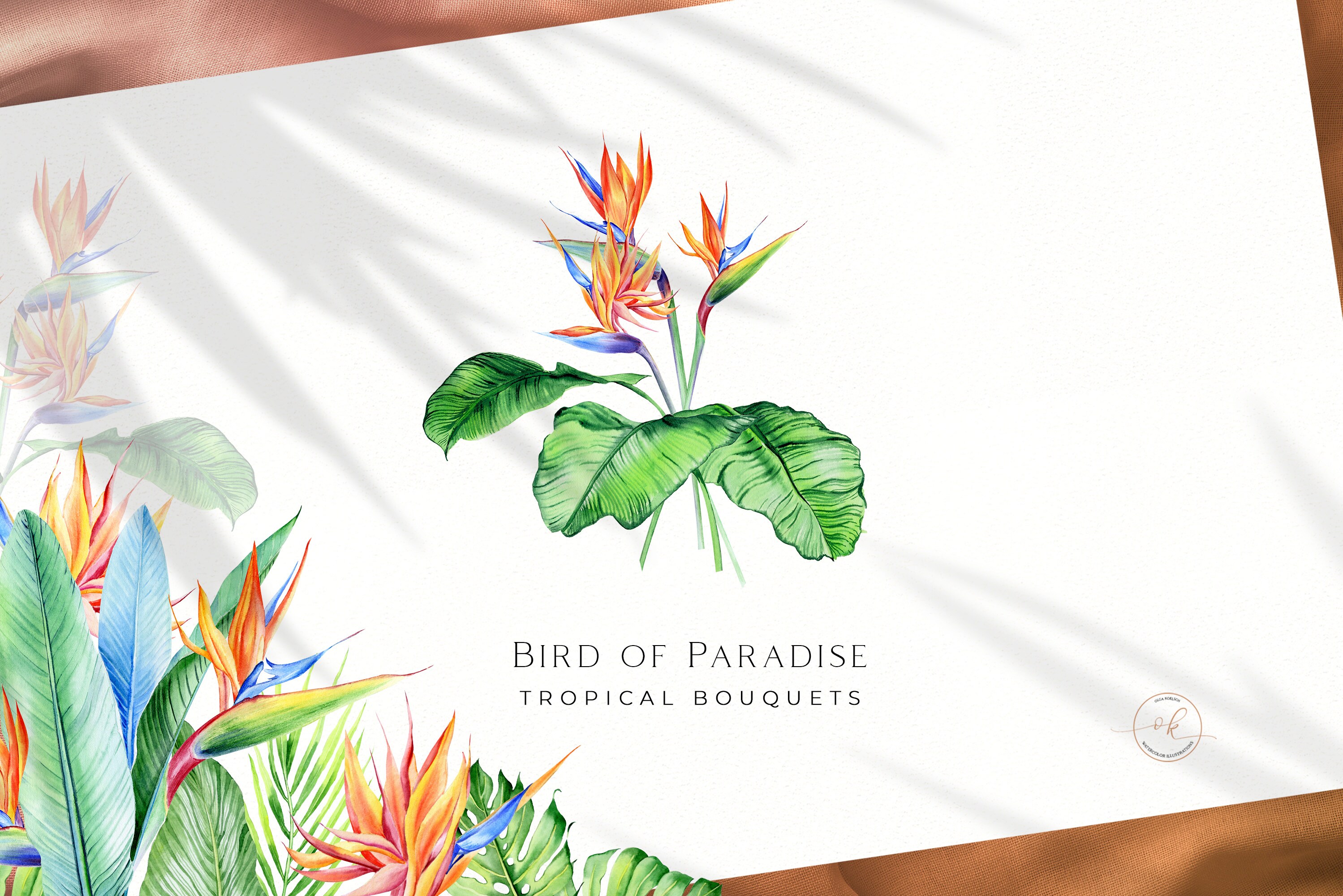 Watercolor Tropical Clipart. Greenery Palm Leaves Png - Etsy