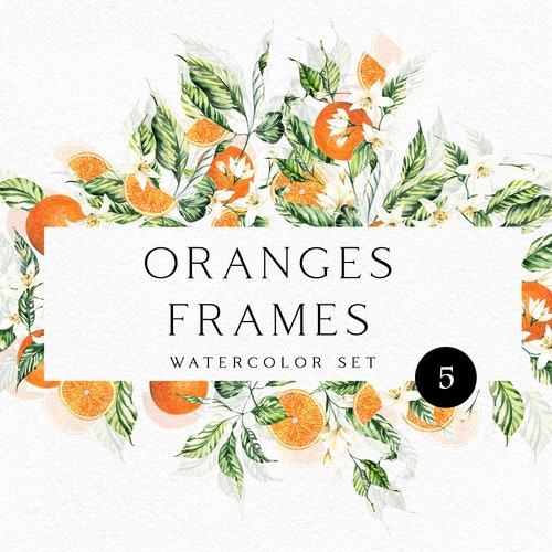 Watercolor Orange Clipart Citrus Frames for Summer Wedding - Etsy